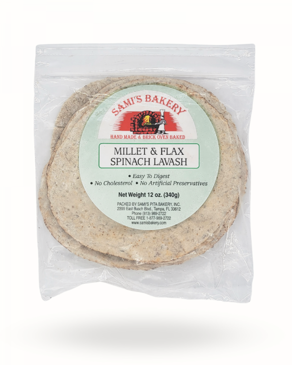 Millet and Flax Spinach Lavash - Sami's Bakery