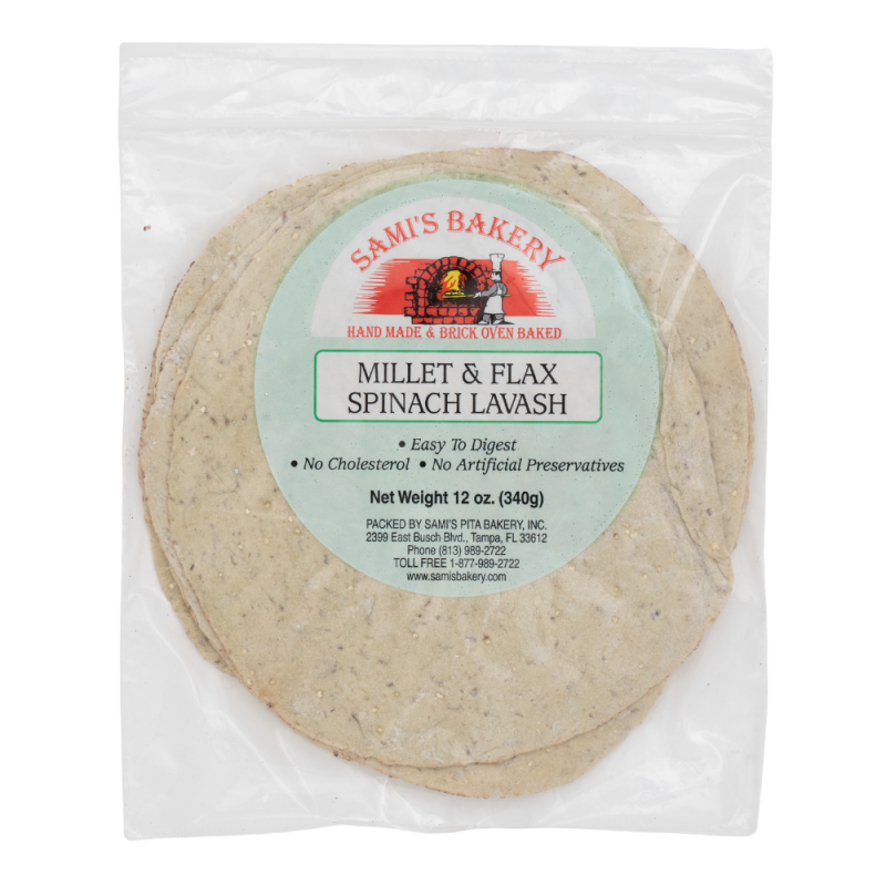 Millet and Flax Spinach Lavash - Sami's Bakery